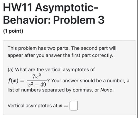 Solved Hw11 Asymptoticbehavior Problem 3 1 Point This