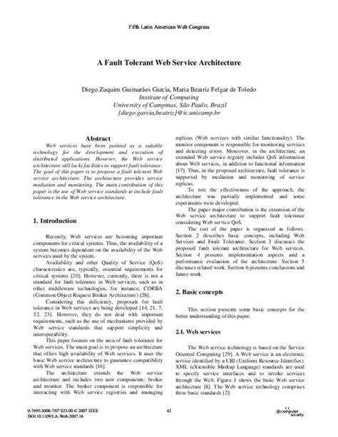 Pdf A Fault Tolerant Web Service Architecture