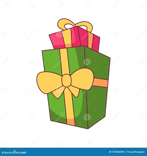 Gift Box Cartoon Doodle Hand Drawn Concept Vector Kawaii Illustration Stock Vector