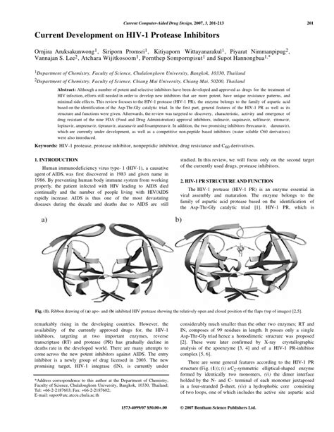 Pdf Current Development On Hiv 1 Protease Inhibitors