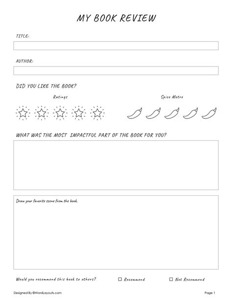 Creative Book Review Template With Drawing Space Wordlayouts