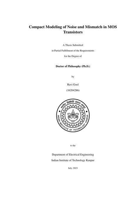 Pdf Compact Modeling Of Noise And Mismatch In Mos Transistors