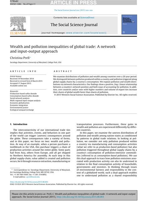 Pdf Wealth And Pollution Inequalities Of Global Trade A Network And