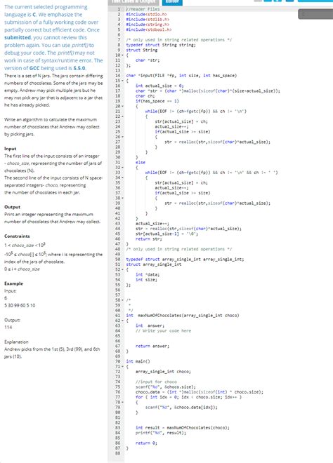 Solved The Current Selected Programming Language Is C We Chegg
