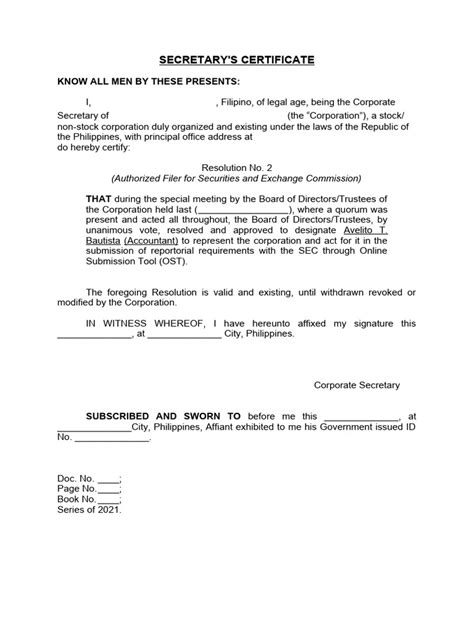 Sec Cert For Authorized Filer Pdf