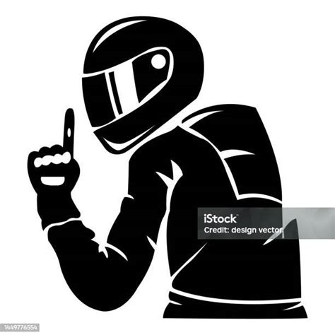 풀 페이스 모터 헬멧을 쓴 남자의 백 샷 익스트림 스포츠 로고 템플릿입니다 텍스트를 위한 장소입니다 개념에 대한 스톡 벡터 아트