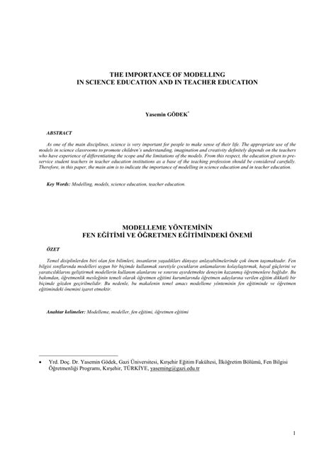 Pdf The Importance Of Modelling In Science Education And In Teacher Education