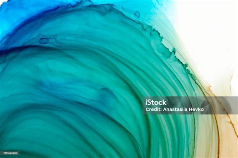 밝은 파란색 황토 및 녹색 수채화 텍스처 배경입니다 손으로 그린 오렌지 얼룩 추상적 인 배경 알코올 잉크를 튀깁니다 파란색에 대한 스톡 벡터 아트 및 기타 이미지 Istock