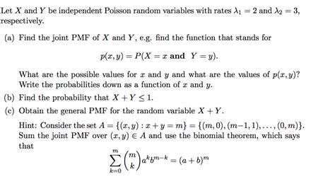 Solved Let X And Y Be Independent Poisson Random Variables