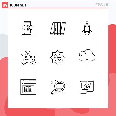 Set Of 9 Commercial Outlines Pack For New Molecule Military Atom Promote Editable Vector Design