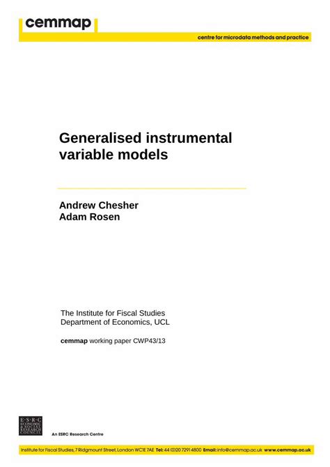 Pdf Generalised Instrumental Variable Models Dokumentips