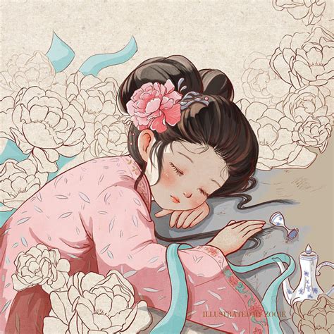 憨湘云醉眠芍药裀猪叶子er 站酷zcool