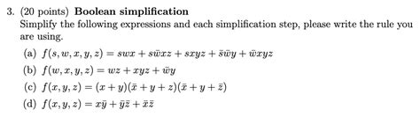 3 20 Points Boolean Simplification Simplify The