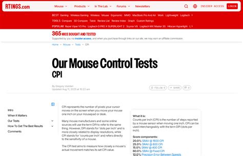 Our Mouse Control Tests Cpi