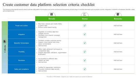 create customer data platform selection criteria checklist gathering real time data with cdp