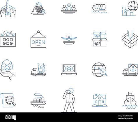 Inventory Control Line Icons Collection Replenishment Demand Stock Record Audit Tracking