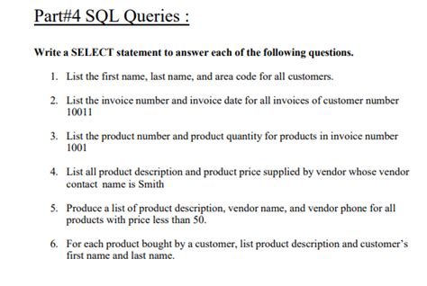 Write A SELECT Statement To Answer Each Of The Chegg Com