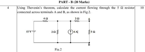using thevenins theorem calculate the current flowing through the 5