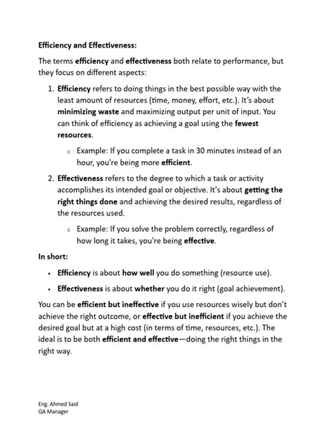 Efficiency Vs Effectiveness Pdf