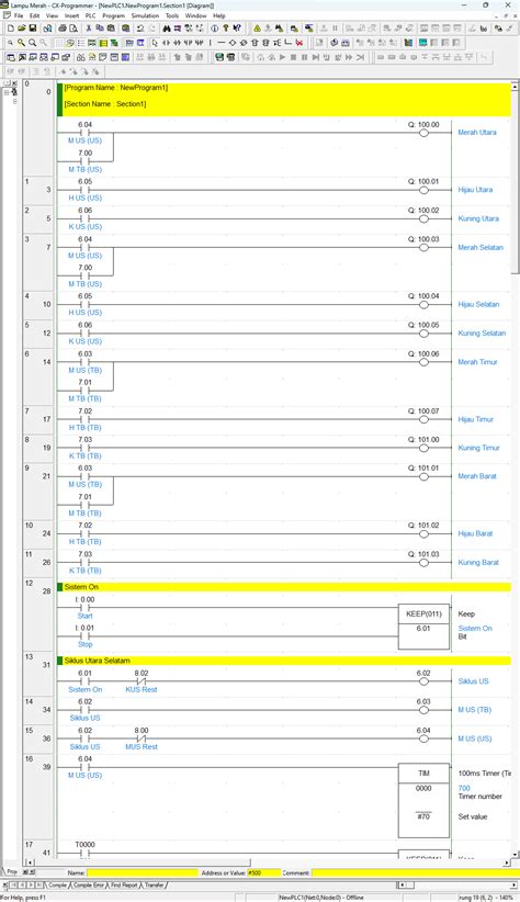 Simulasi Sistem Lampu Lalu Lintas Cx Programmer And Cx Designer Simulation
