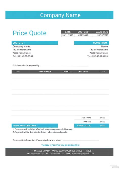 Printable International Trade Quotation Template Word Sample