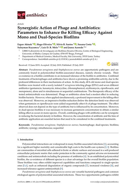 Pdf Synergistic Action Of Phage And Antibiotics Parameters To