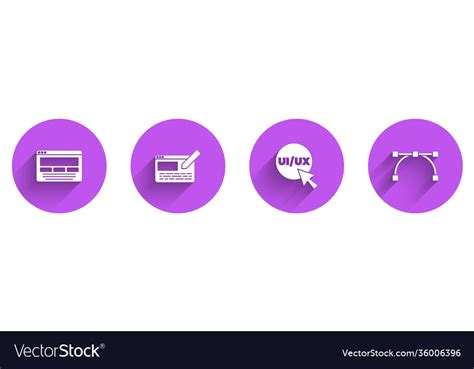 Set Ui Or Ux Design And Bezier Curve Icon Vector Image