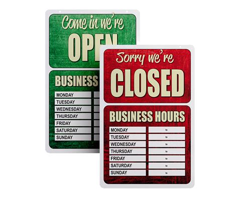 Open And Closed Business Hours Notice Cater Signs