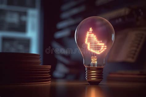 Double Exposure Light Bulb And Statistical Graph Stock Illustration