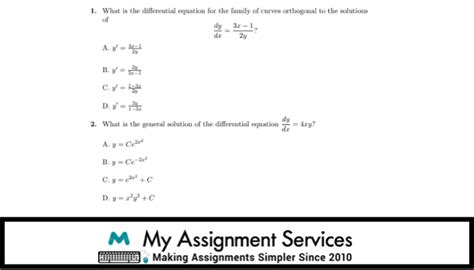 Differential Equations Homework Help In The Uk My Assignment Services