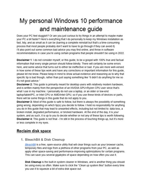My Personal Windows 10 Performance And Maintenance Guide Pdf Bios Booting