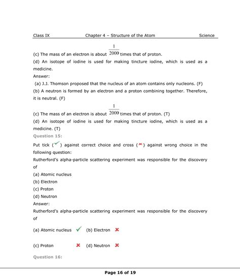 Class 9th Science Structure Of The Atom NCERT Solution CBSE 2023