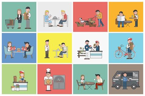 비즈니스와 아이콘 세트 무료 벡터