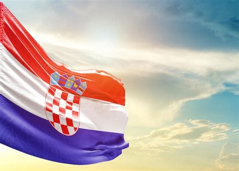Premium Photo Croatia National Flag Waving In The Sky The Flag Waving