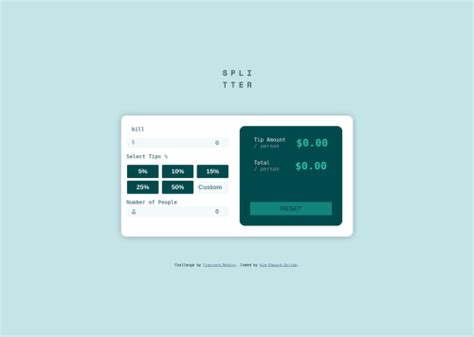 Frontend Mentor Tip Calculator App Using Html Scss And Javascript