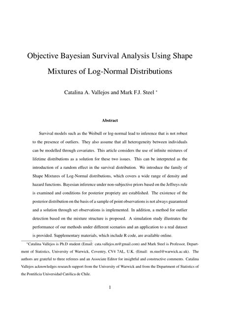 Pdf Objective Bayesian Survival Analysis Using Shape Mixtures Of Log Normal Distributions