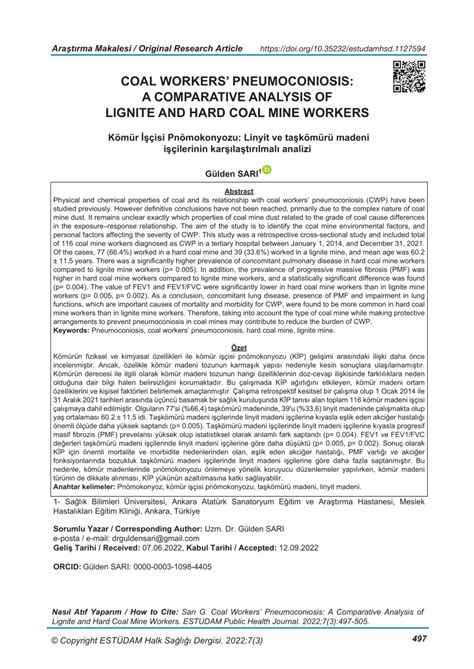Pdf Coal Workers Pneumoconiosis A Comparative Analysis Of Lignite And Hard Coal Mine Workers