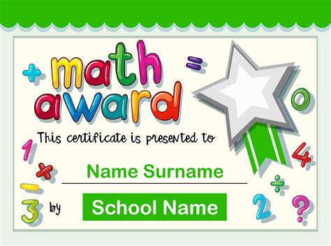 Certificate Template For Math Award 455882 Vector Art At Vecteezy