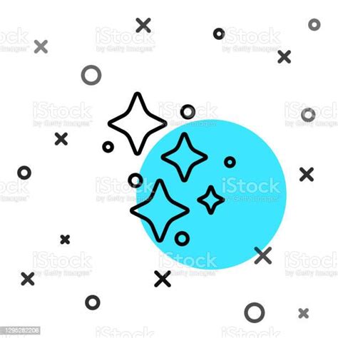 흰색 배경에 고립 된 마법의 반짝이 입자 아이콘과 검은 줄 스파클 별 매직 크리스마스 장식 임의동적 모양 벡터 검은색에 대한