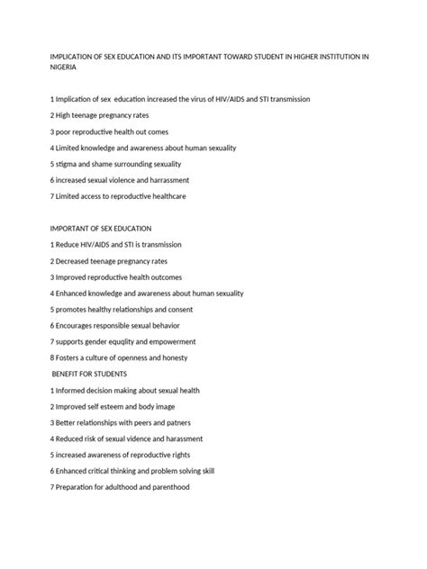 Implication Of Sex Education And Its Important Toward Student In Higher
