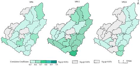 Spatial Distribution Of Correlation Coefficients Between Spi And Crop