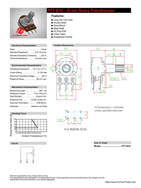 My Publications B1k Rotary Potentiometer Datasheet Page 1 Created With