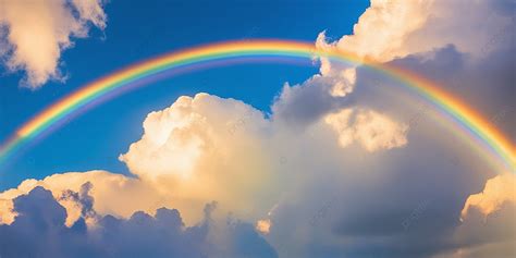 푸른 하늘에 무지개가 있는 하얀 솜털 구름 푸른 하늘에 무지개가 있는 하얀 솜털 구름 푸른 하늘에 무지개가 있는 푹신한 구름