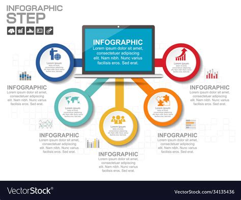 Business Data Process Chart Diagram With Steps Vector Image