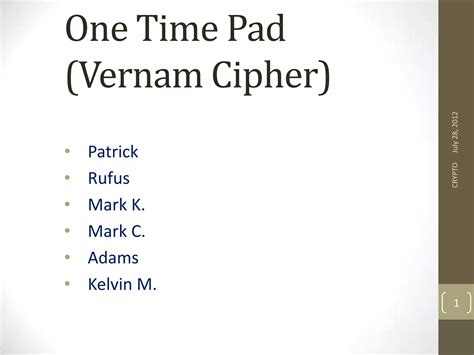 One Time Pad Encryption Technique Pptx