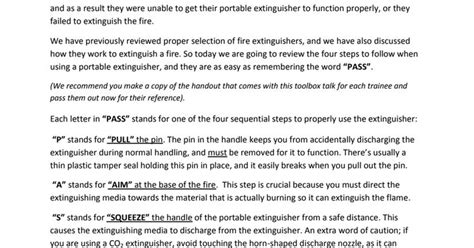 Fire Safety Talk Remember The Pass System