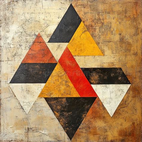 The Composition Showcases Various Asymmetrical Triangular Shapes Arranged On A Textured