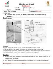 Free Fall Lab Report 1 Docx Elite Private Babe Lab Report Grade Level 11 Section Name