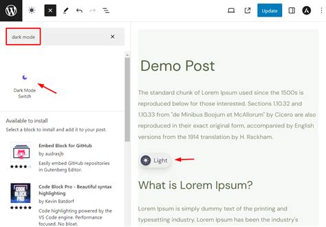 How To Display Dark Mode Toggle Button Using Gutenberg Block