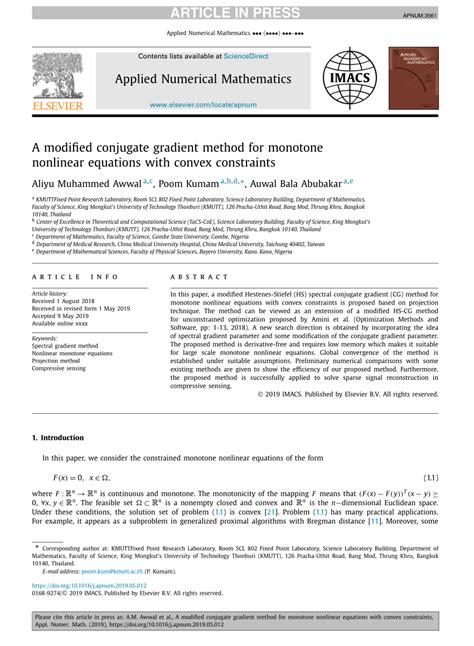 pdf a modified conjugate gradient method for monotone nonlinear
